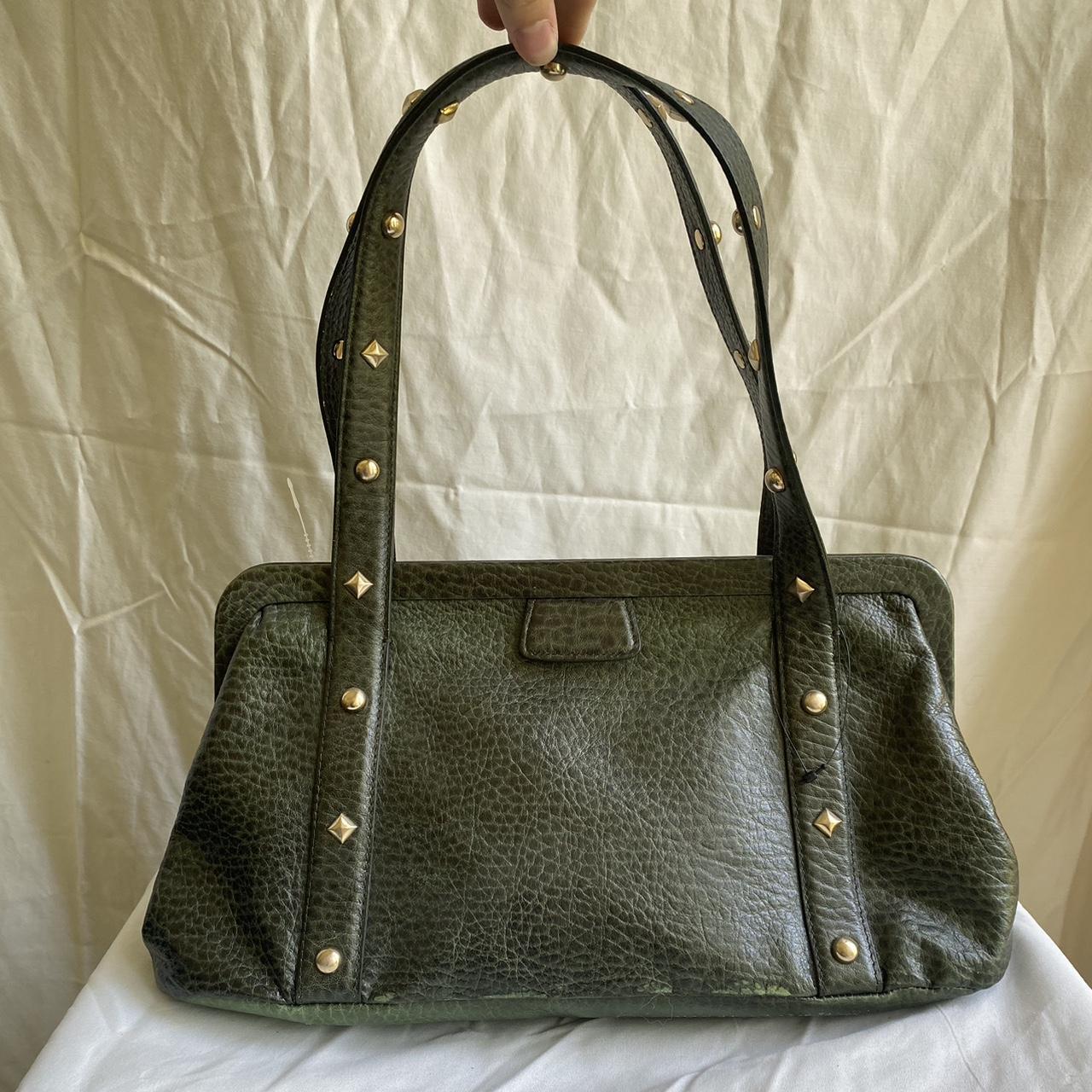 Vintage dark green Alfani genuine leather shoulder... - Depop