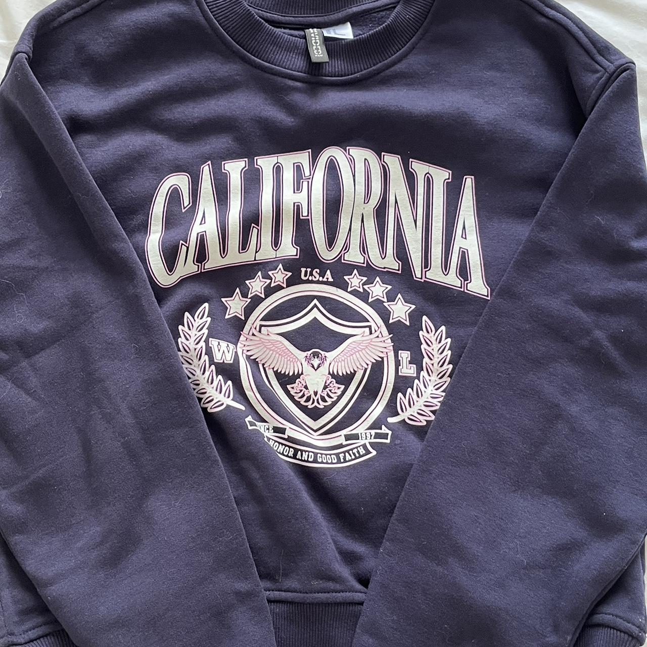H&M navy print sweatshirt Worn once and in good... - Depop
