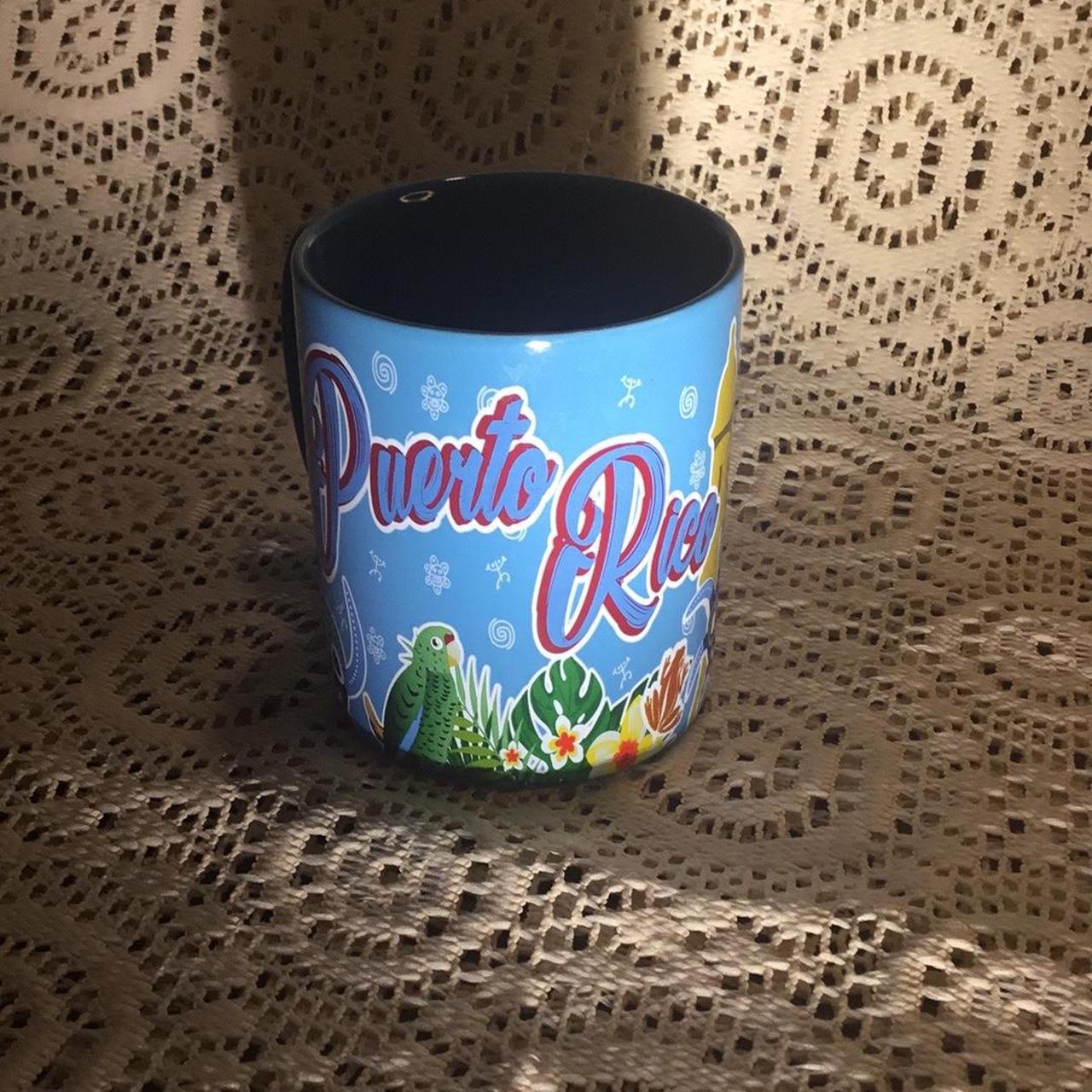 Puerto Rico mug with a blue and multicoloured design... - Depop