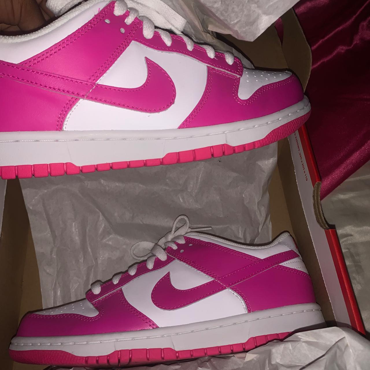 pink nike dunks -size 7 women’s, fits up to a... - Depop
