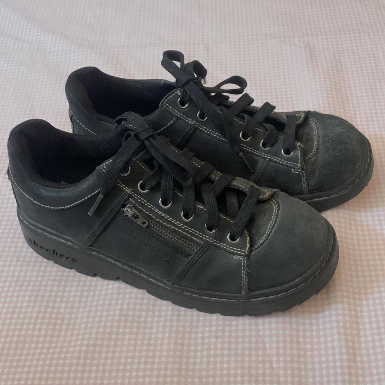 cute vintage oxford leather zipper shoe - skechers... - Depop