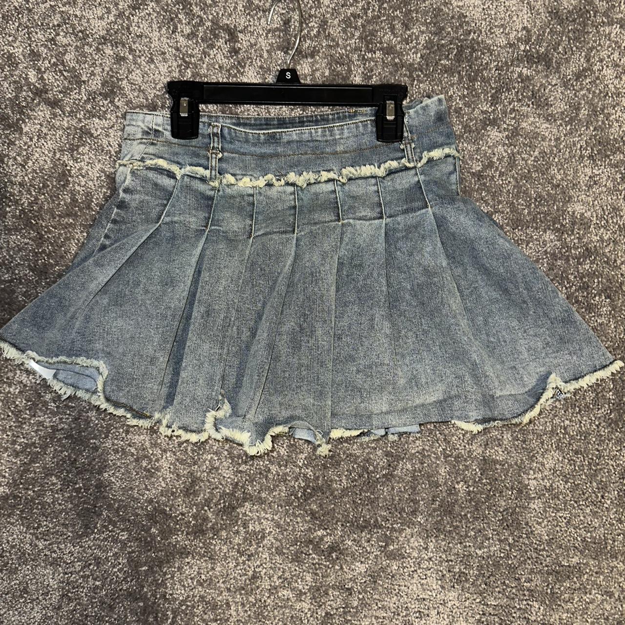 Aelfric Edin fringe wrinkle washed denim skirt brand... | Depop