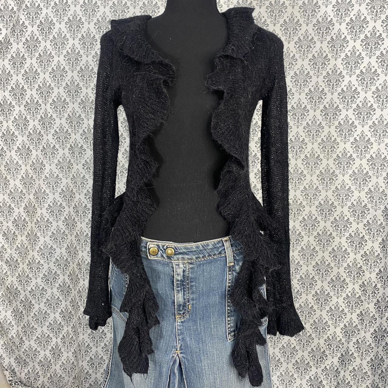 black ruffle cardigan - perfect for a fairy... - Depop