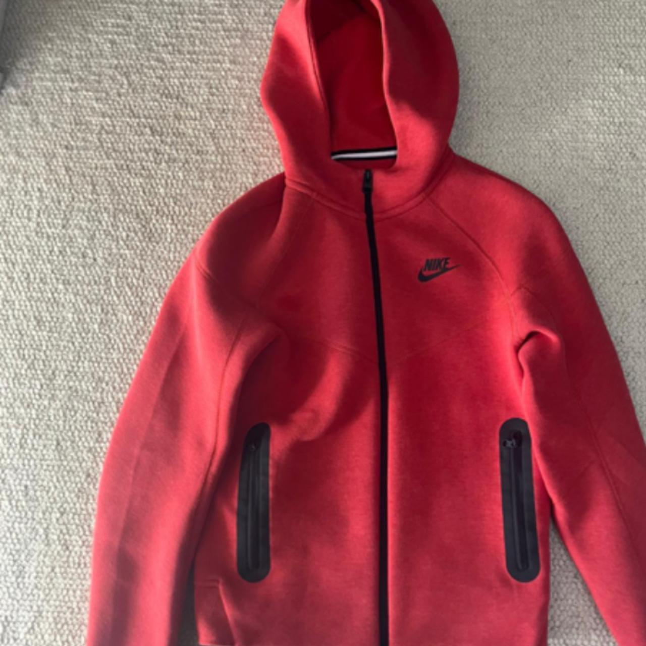 Red Nike tech tracksuit top size: kids m - Depop