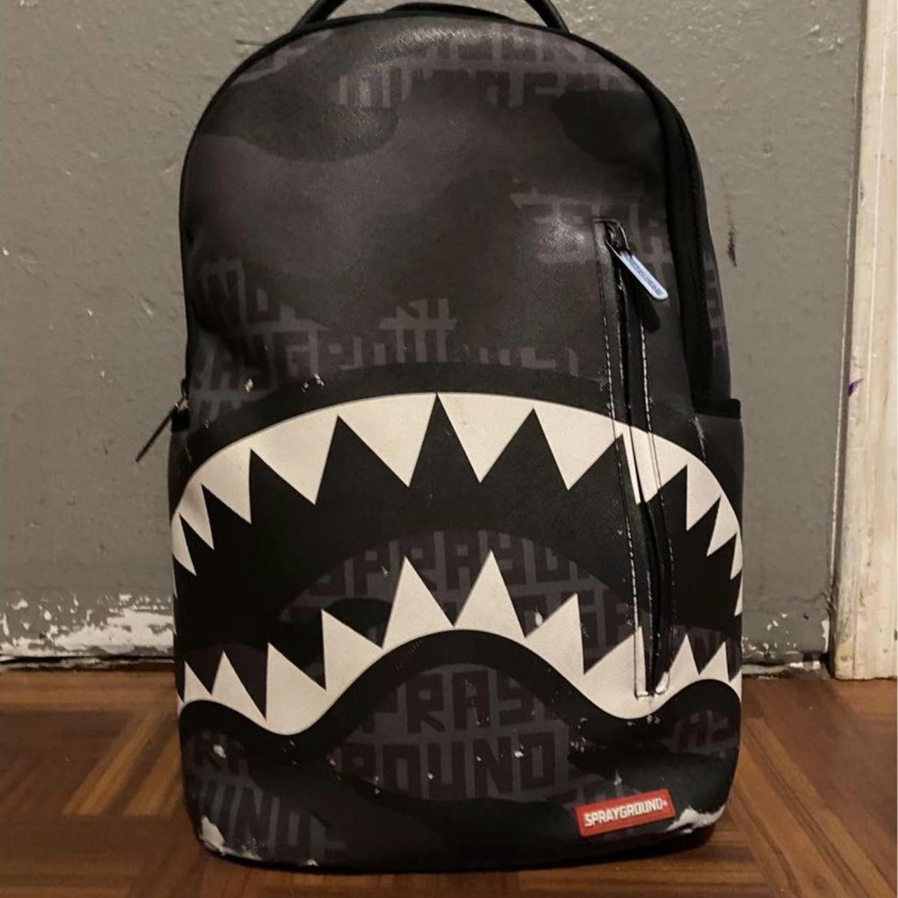 Black and white shark backpack sprayground - Depop