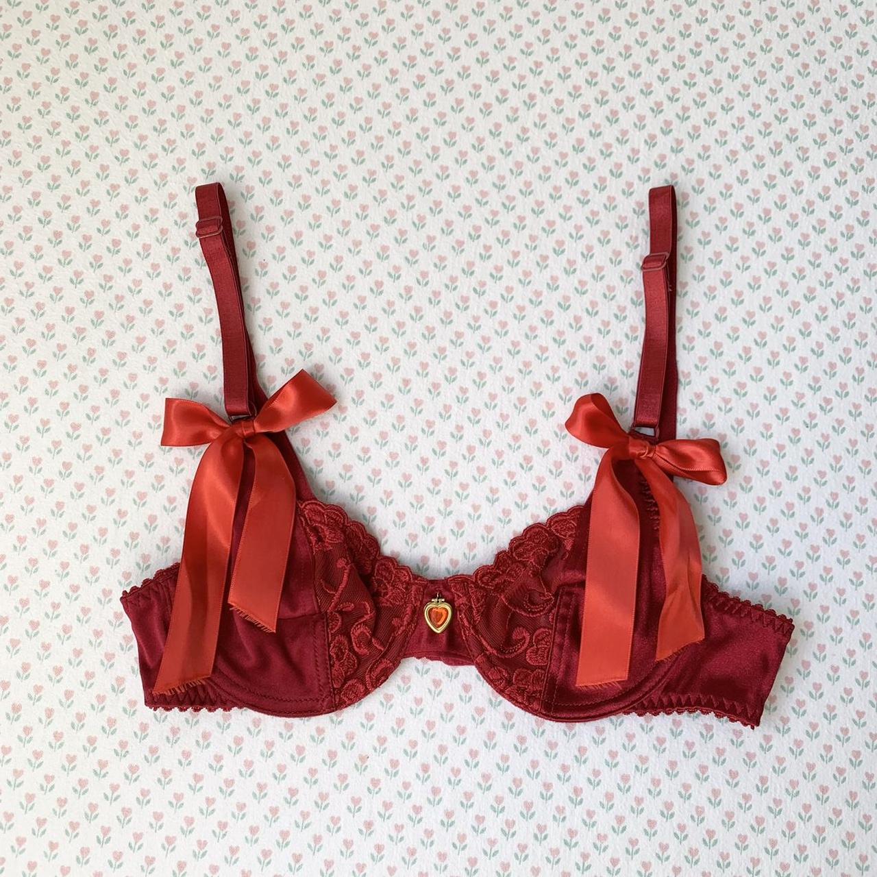 Women's Red and Gold Bra | Depop