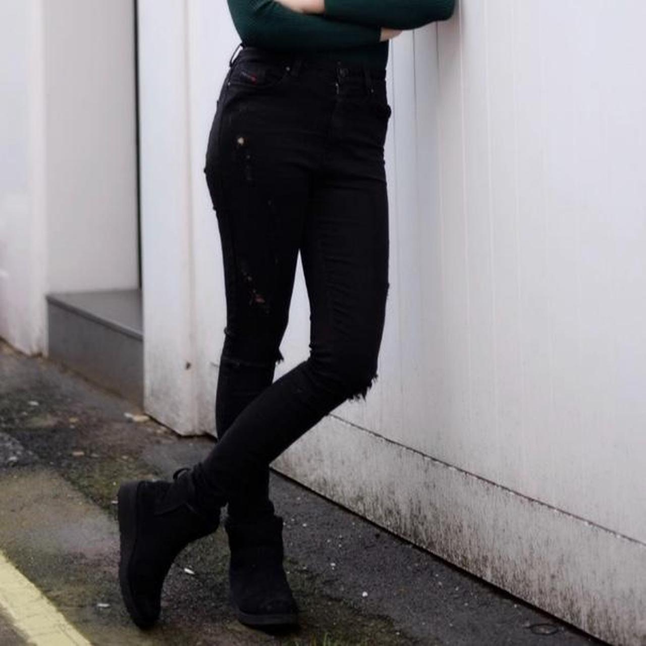 Diesel Black skinny ripped jeans - waist 25, Length 30 - Depop