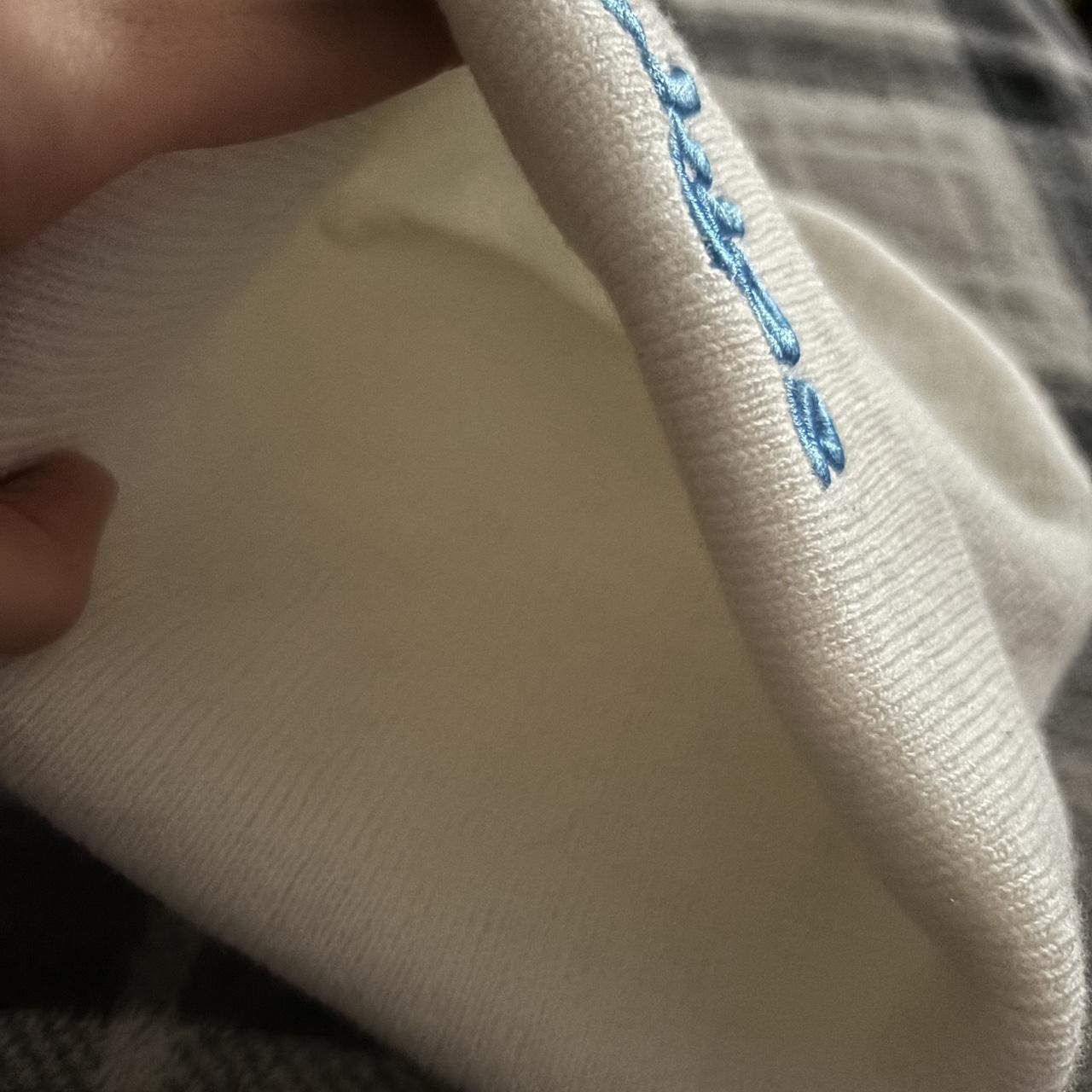 white and blue cookies beanie, never worn - Depop