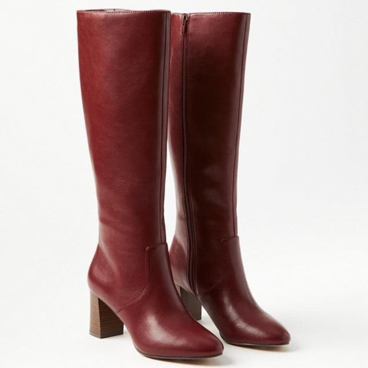 Loft Tall Burgundy Leather Knee-High Boots Size... - Depop
