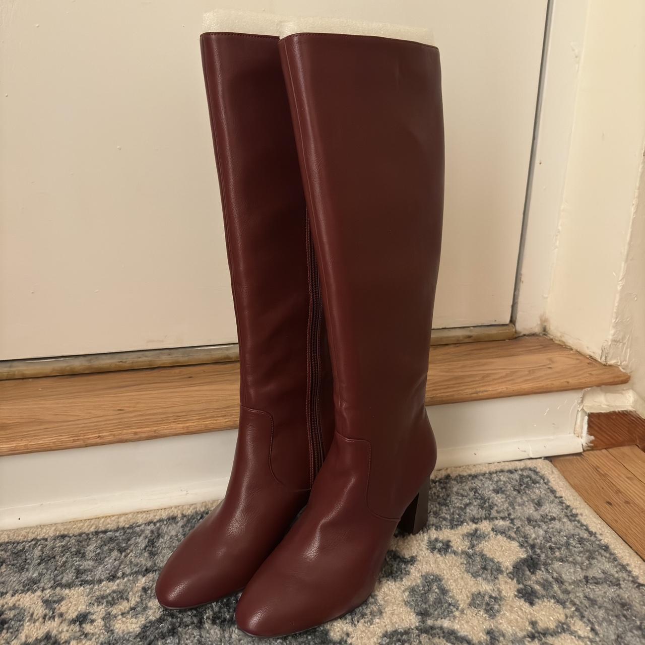 Loft Tall Burgundy Leather Knee-High Boots Size... - Depop