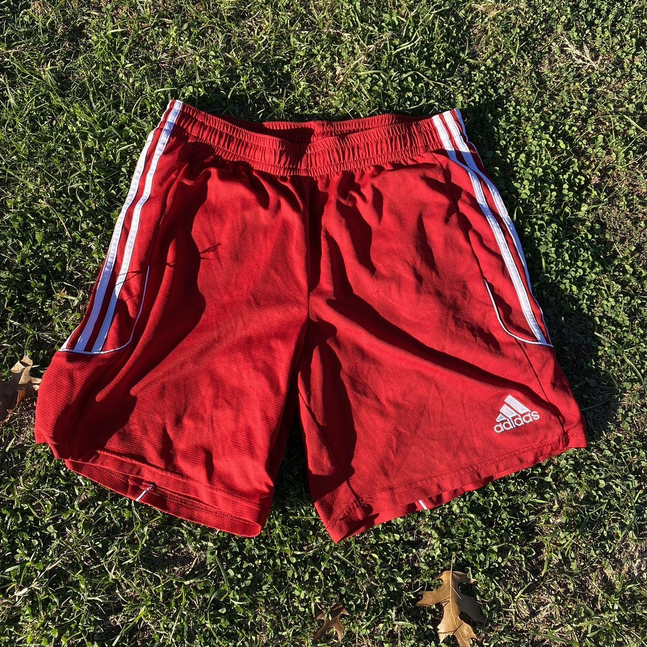 Red adidas shorts. Last two pictures show some... - Depop