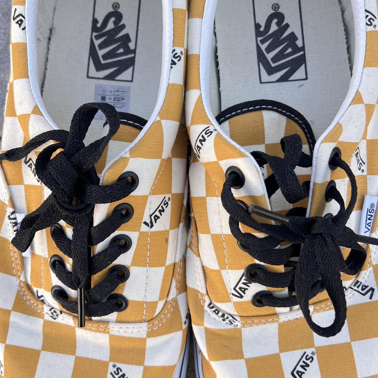 Yellow checkered Vans >> Only worn a couple times!... - Depop