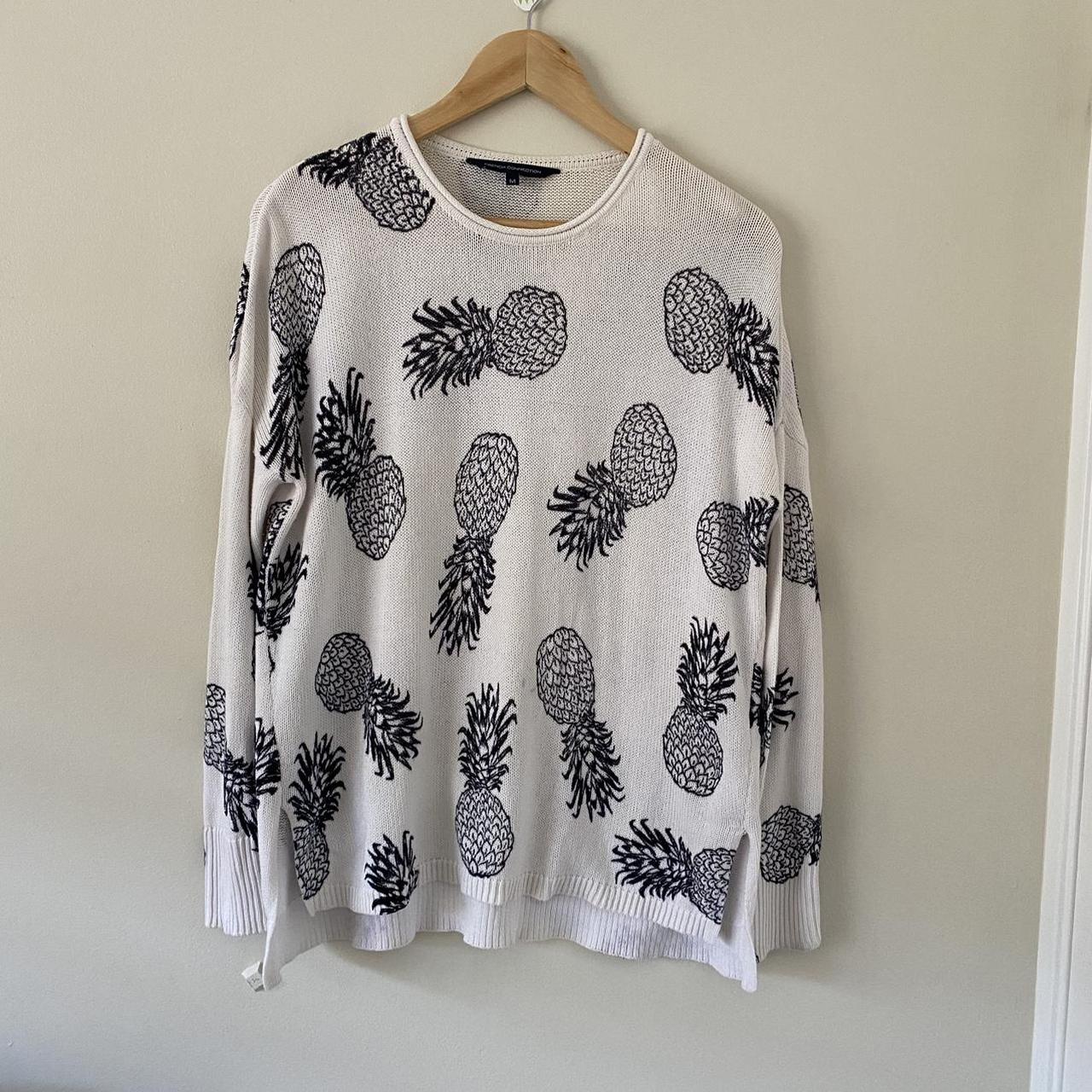 French Connection Cream and navy blue pineapple... - Depop