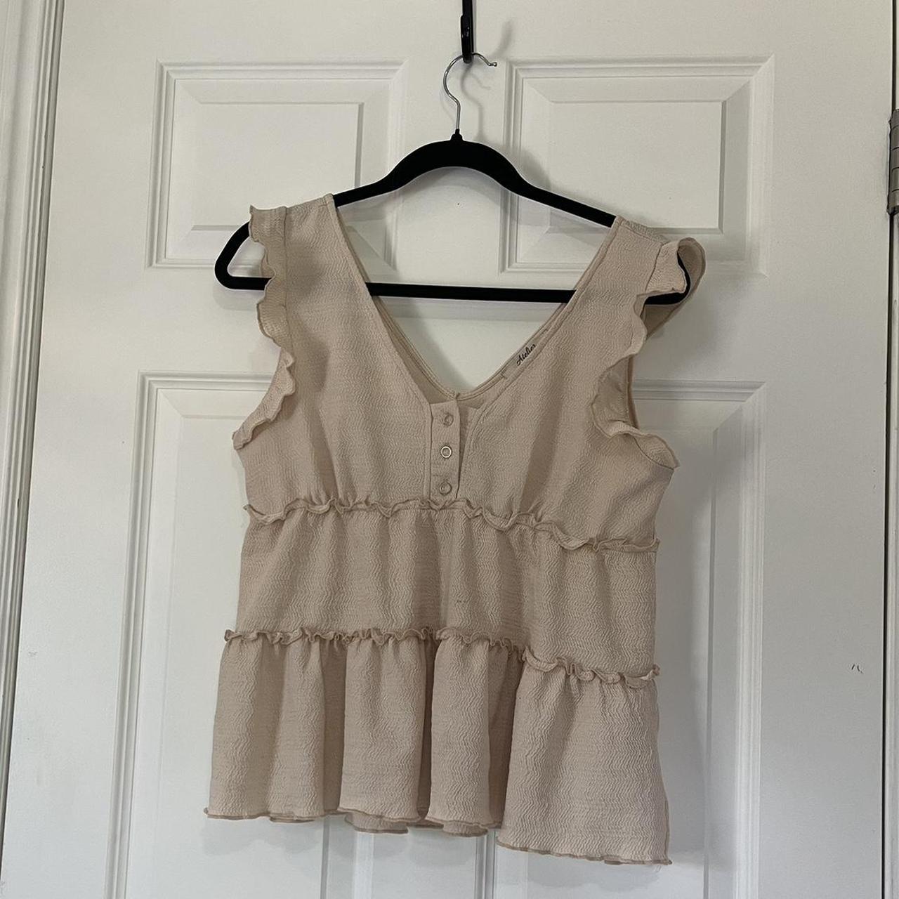 blush / crème flowy tank top - loose fit. (slight... - Depop