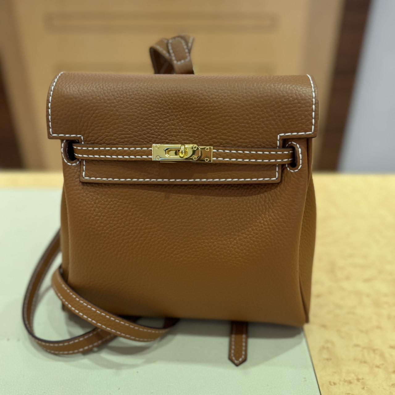 Brown #leather #Hermes styled #Kelly backpack with... | Depop