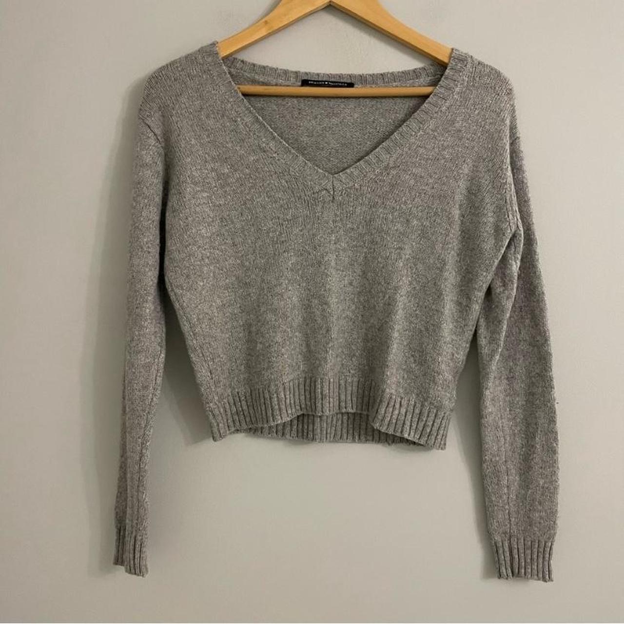 Brandy Melville Grey V-Neck Sweater Super versatile... - Depop