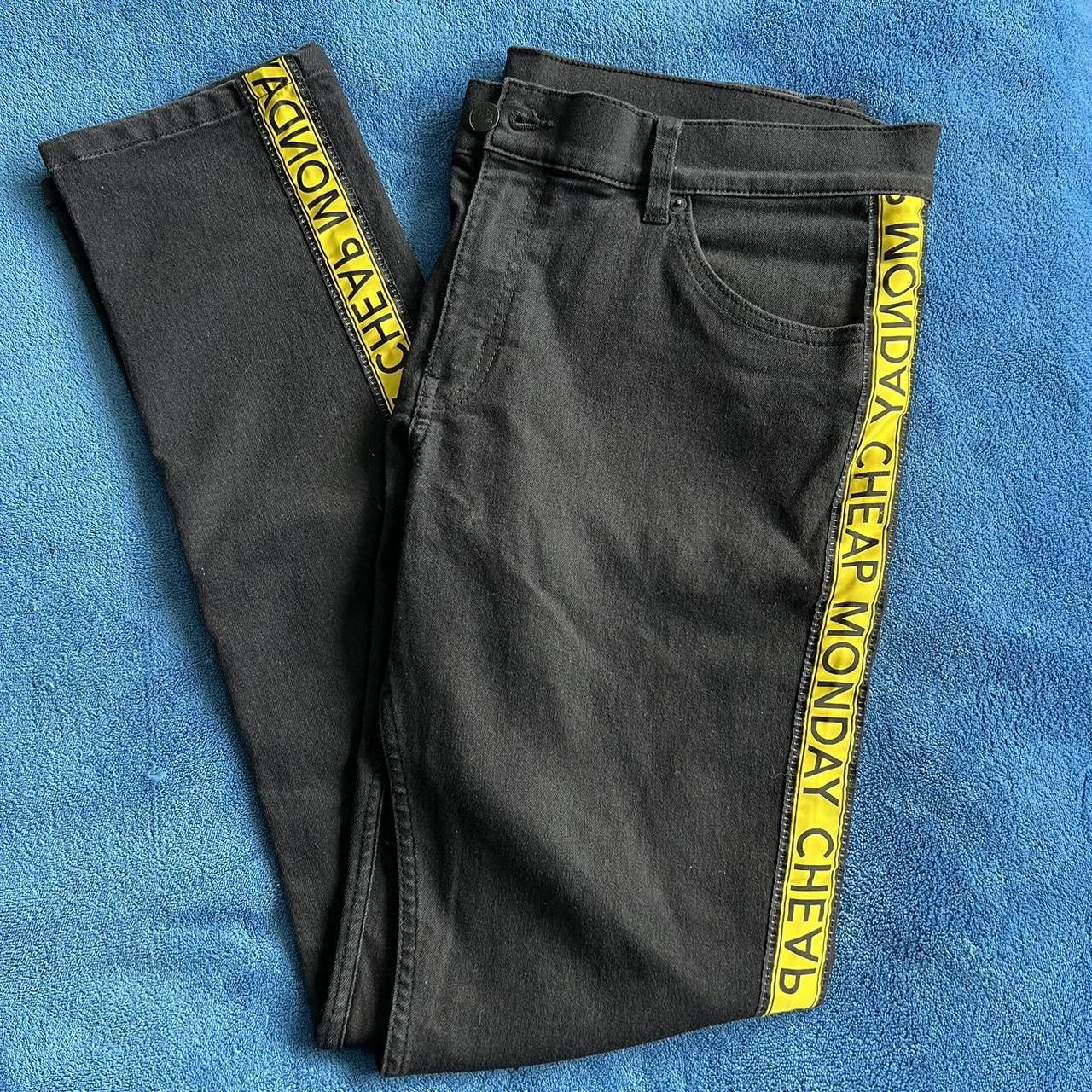 Cheap Monday Men's Black and Yellow Jeans | Depop