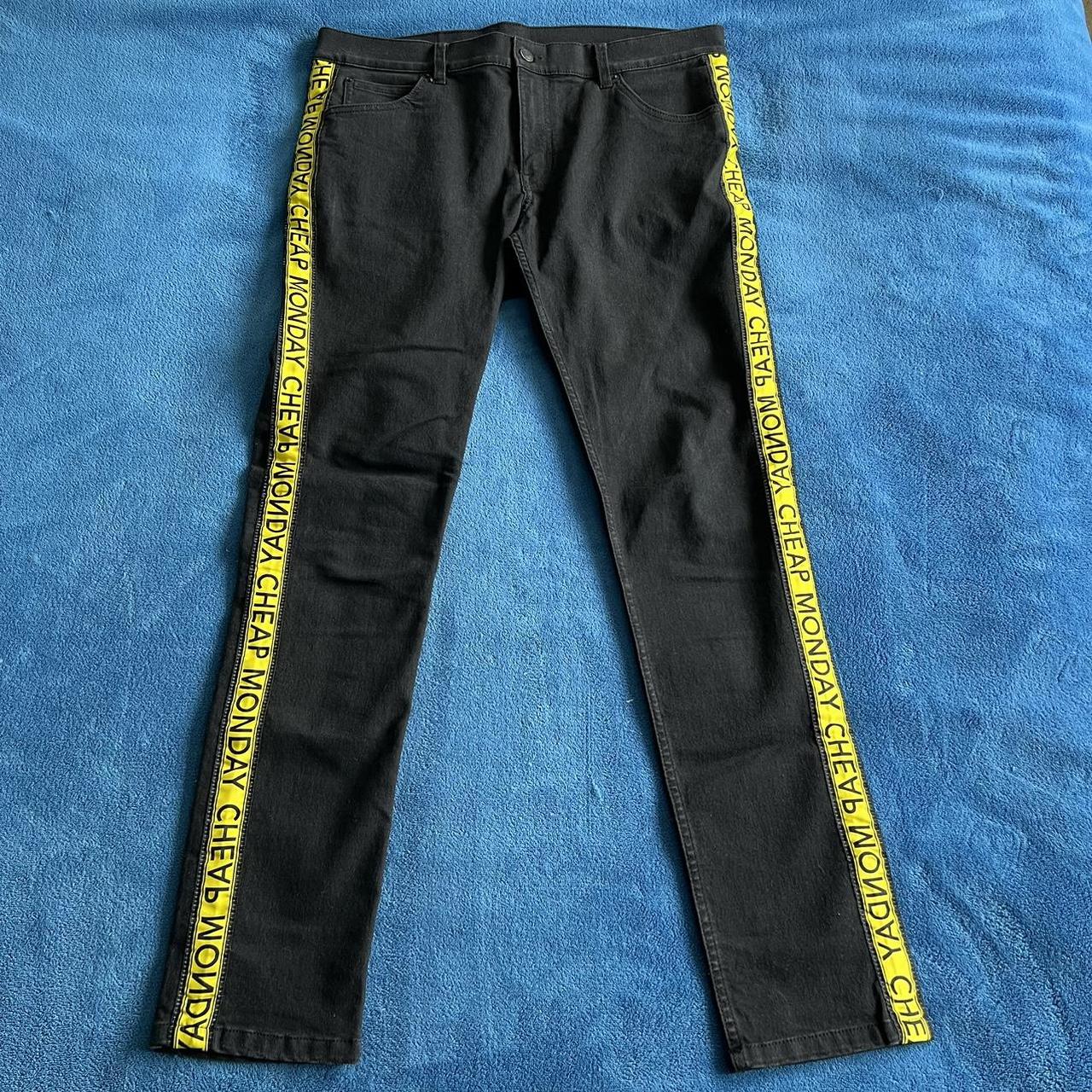 Cheap Monday Men's Black and Yellow Jeans | Depop