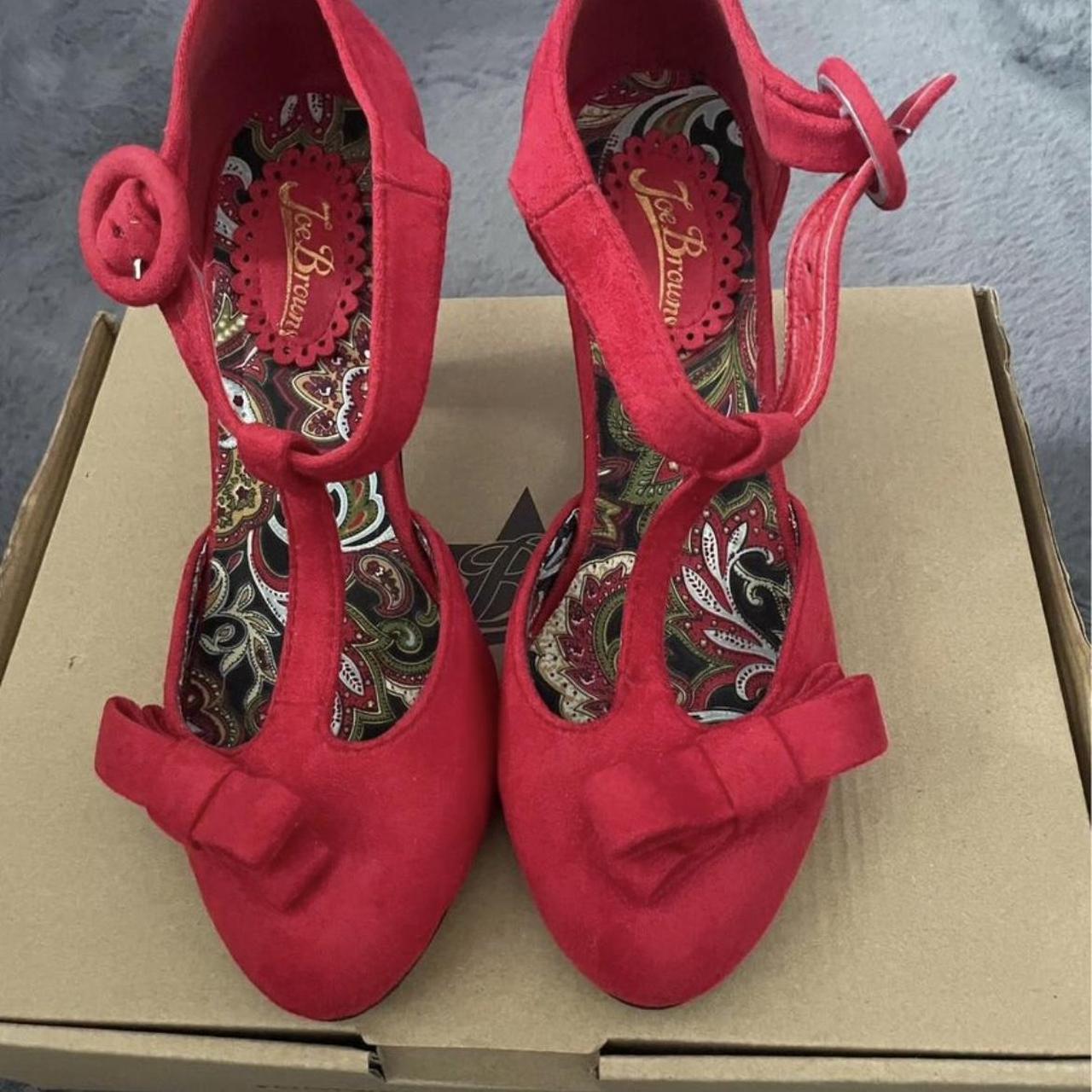 Red bow heels with a 4 inch heel #heels | Depop