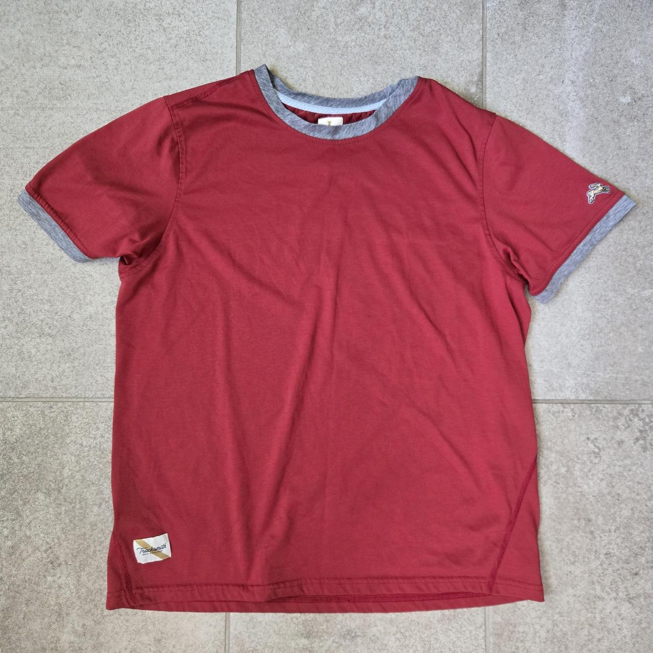 Tracksmith Towne Red Crimson Jersey T Shirt Size... | Depop
