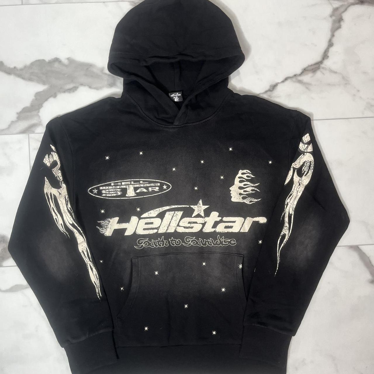Hellstar Faded Black Racer Hoodir Size Small Comes... - Depop