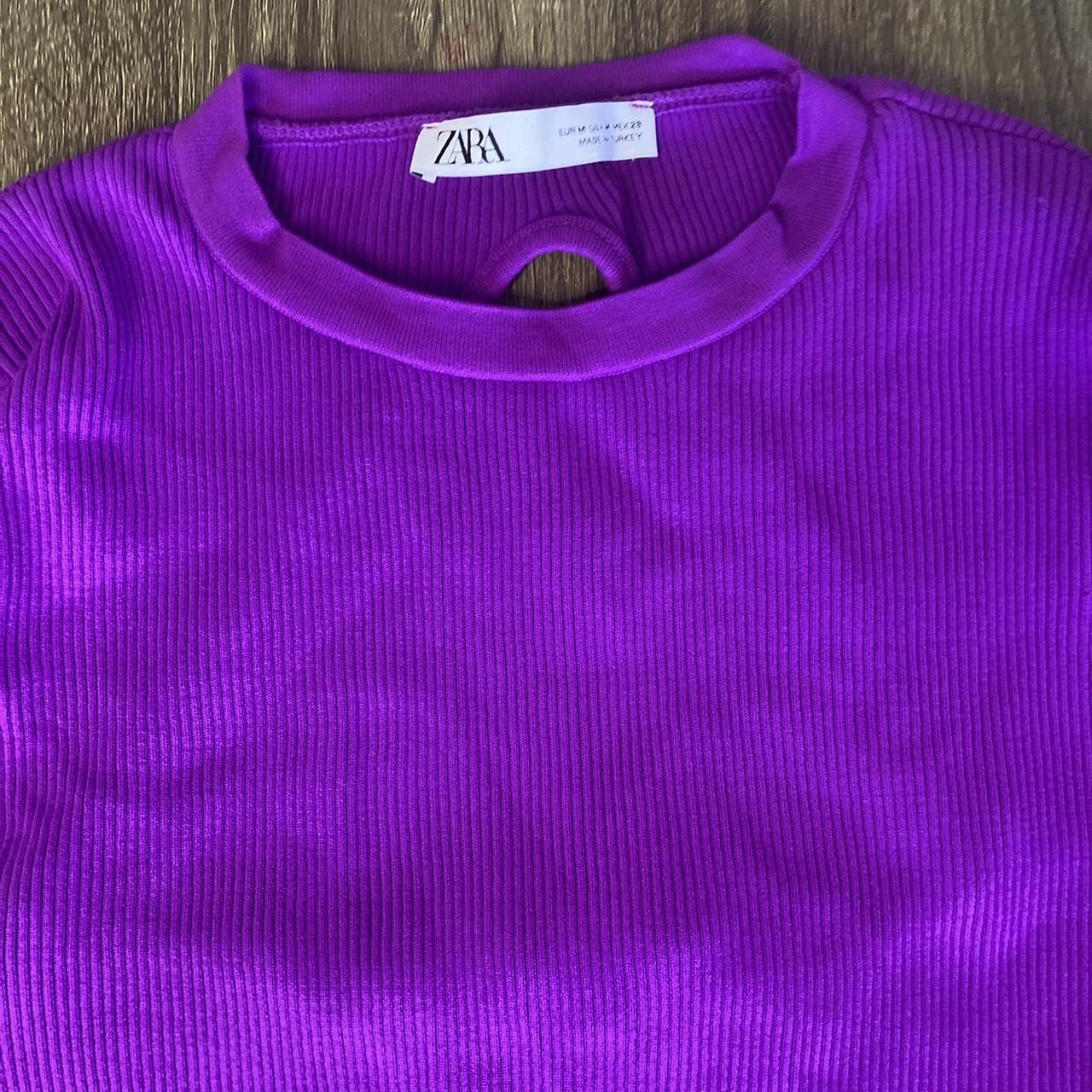 Purple long sleeve bodycon dress #zara #zaradress... - Depop