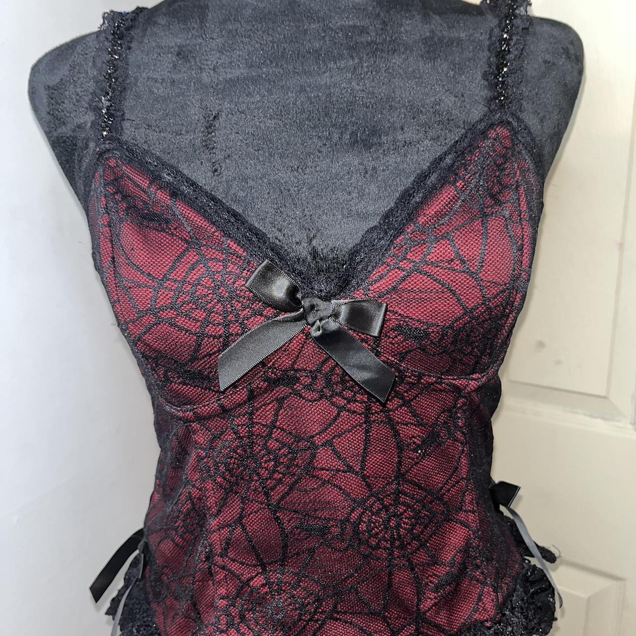 Beautiful Grunge Punk Contrast Lace Bow Front Cami Too - Depop