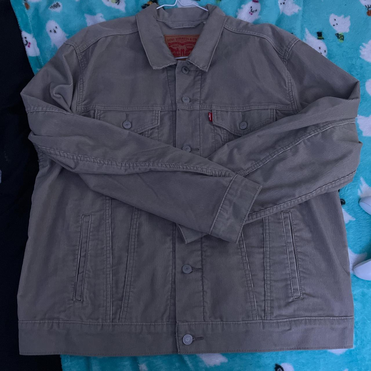 Levis tan corduroy trucker jacket. Size large worn... - Depop