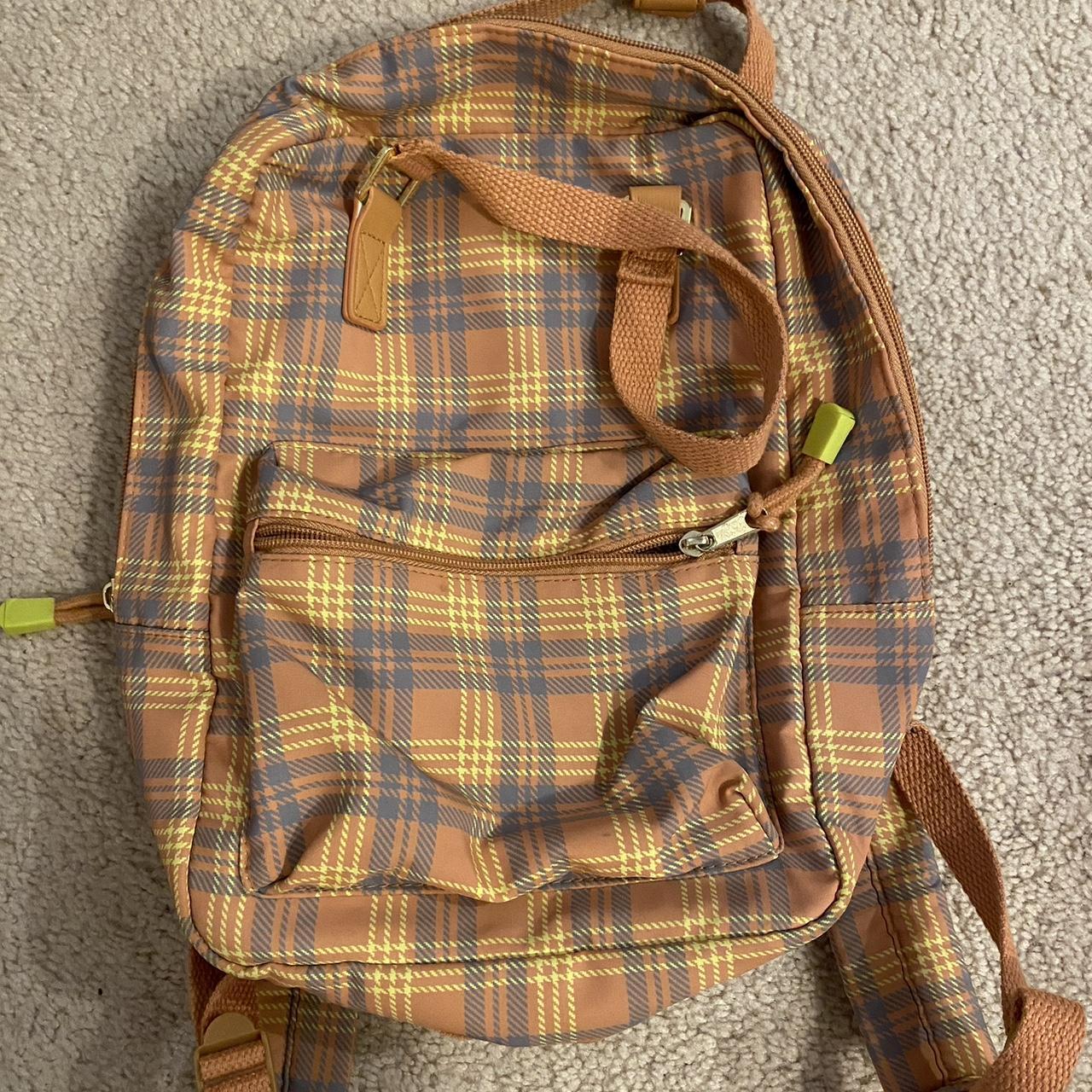 tan and brown plaid mini backpack (MacBook for scale) | Depop