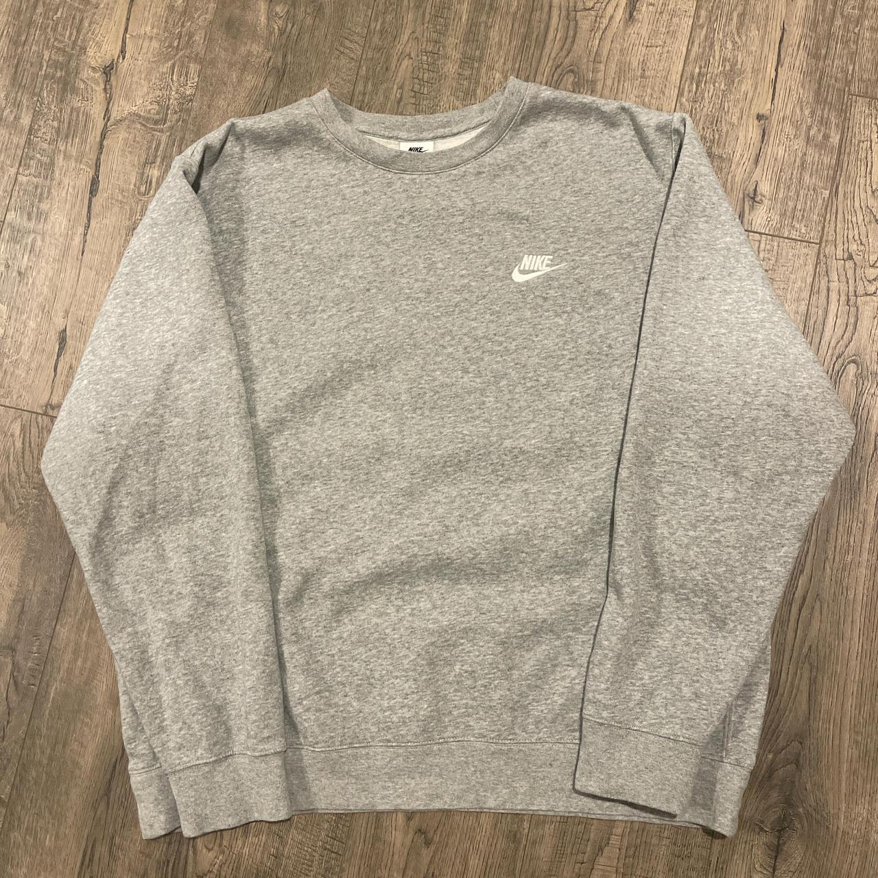 Grey Nike crewneck sweatshirt with embroidered... - Depop