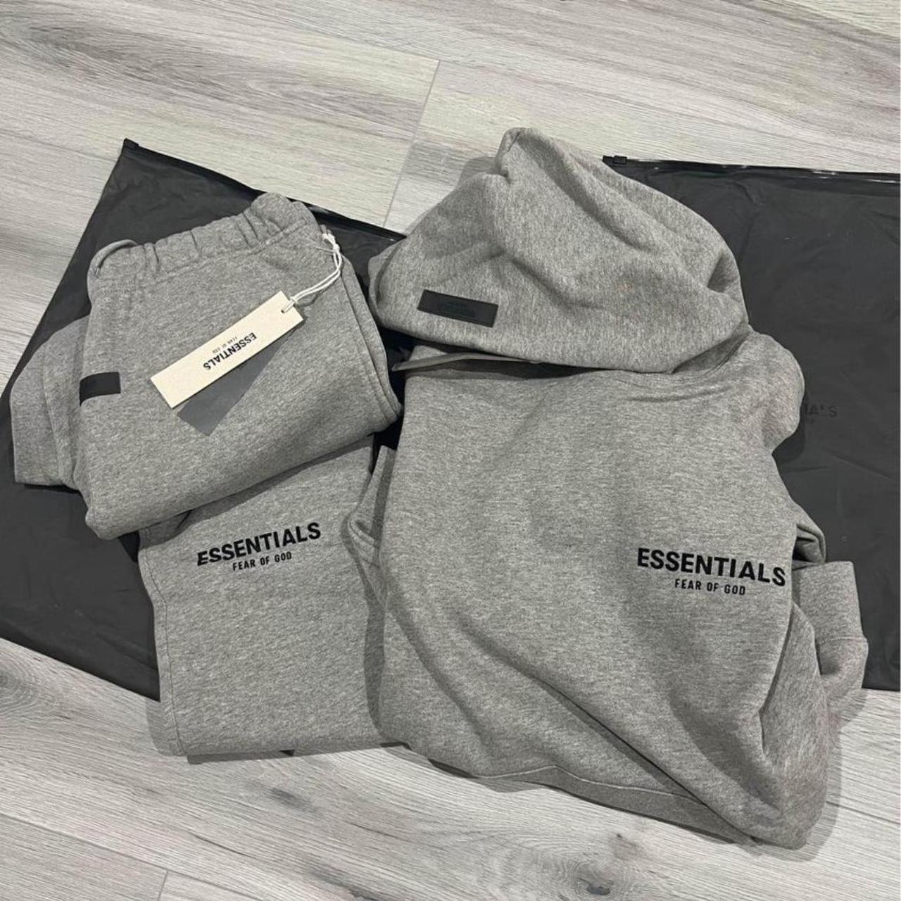 Fear of God essentials grey hoodie and joggers set... - Depop