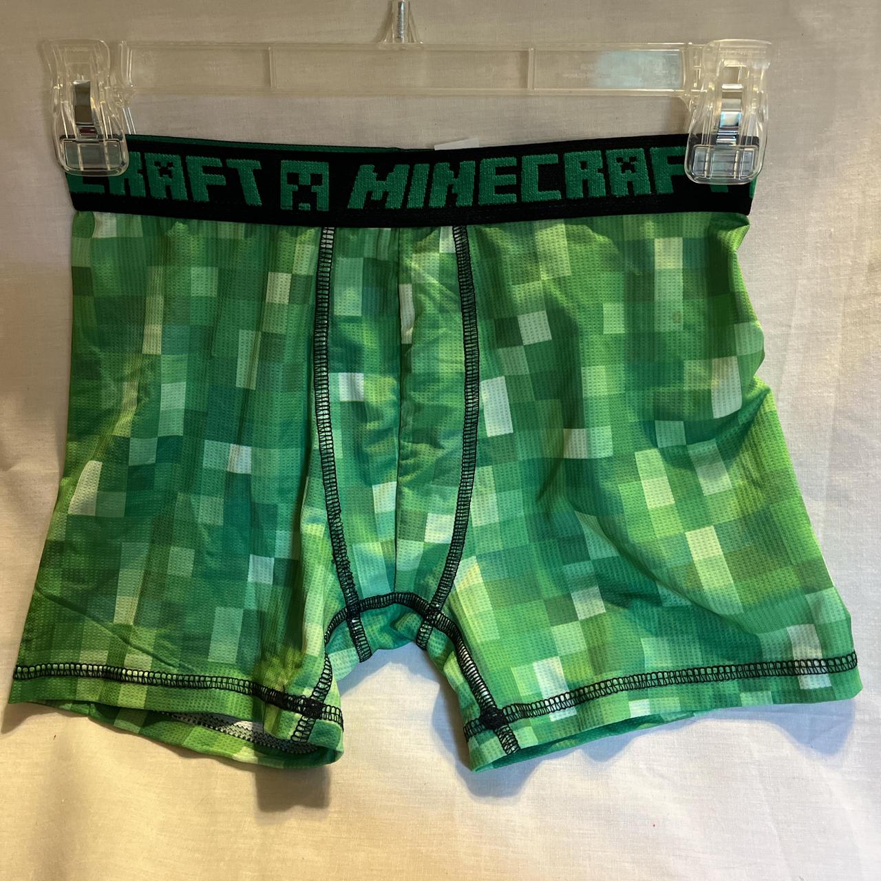 Minecraft green and black boxer shorts with elastic... - Depop