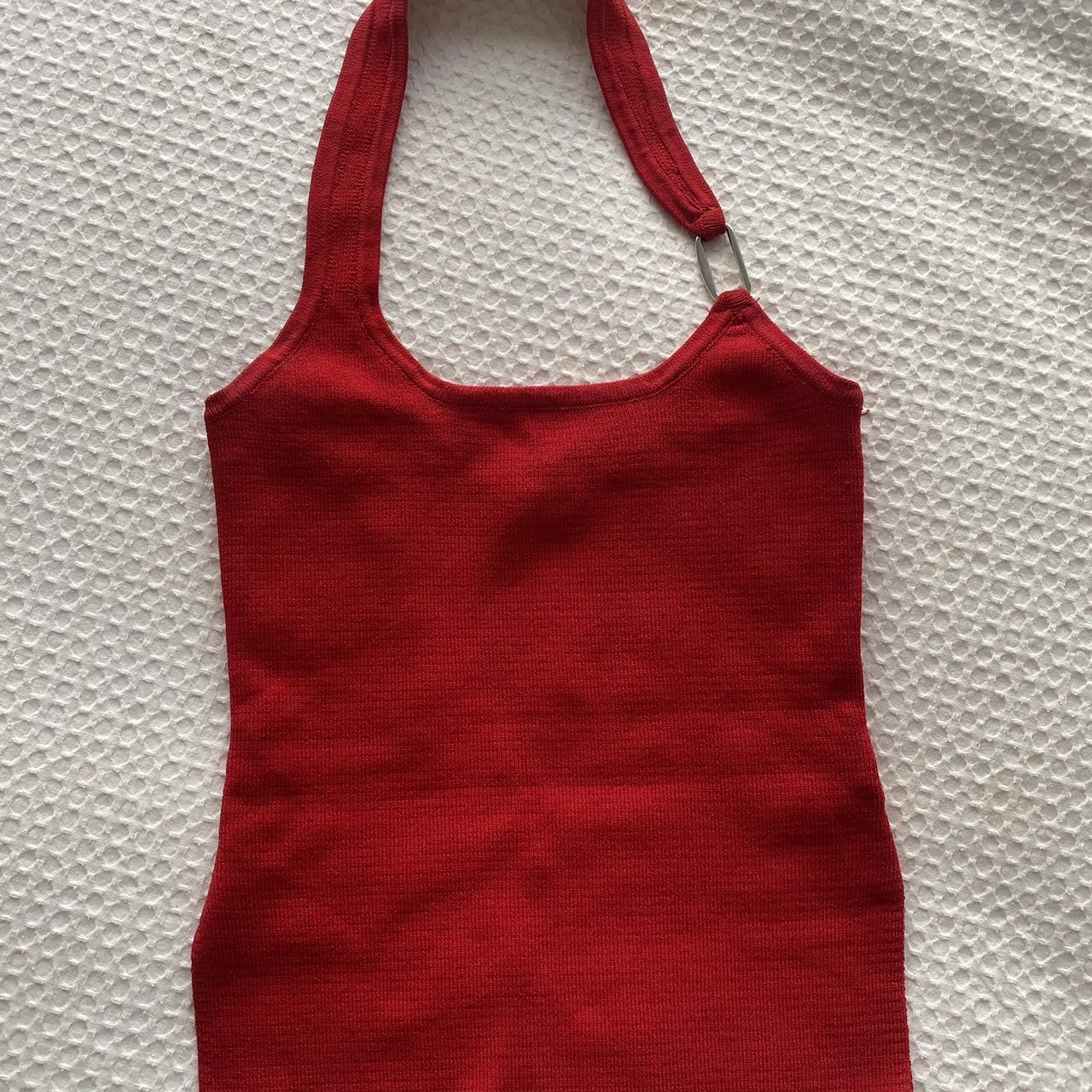 XS Glassons Side Split Halter Neck Top in Mulan red,... - Depop