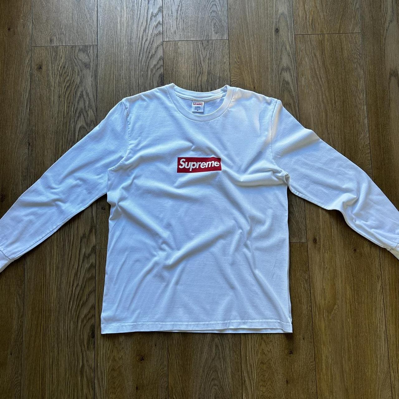 Supreme long sleeve box logo tee red on white Size... | Depop