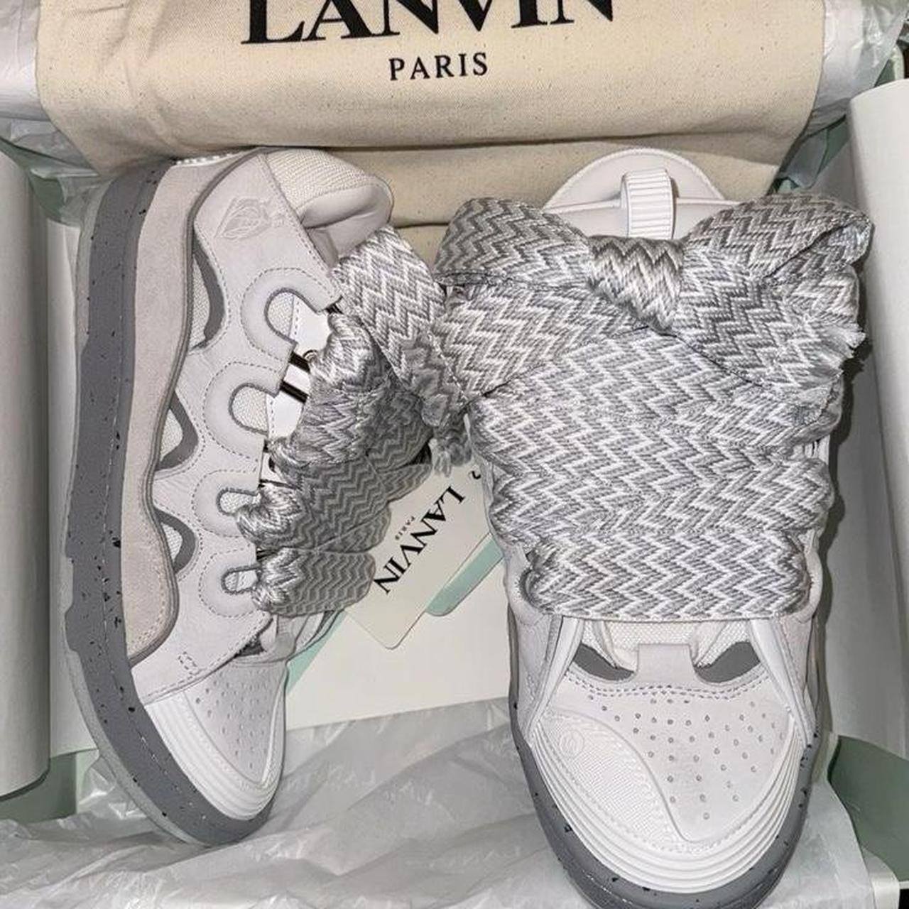 Lanvin white and grey trainers - Depop