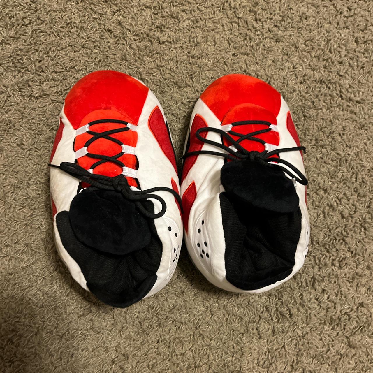 Red white black jordan SLIPPERS One size fits. Depop