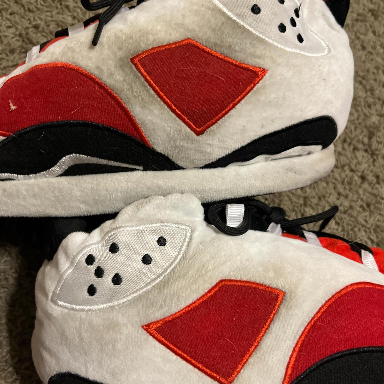 Red, white, black jordan SLIPPERS! One size fits... - Depop