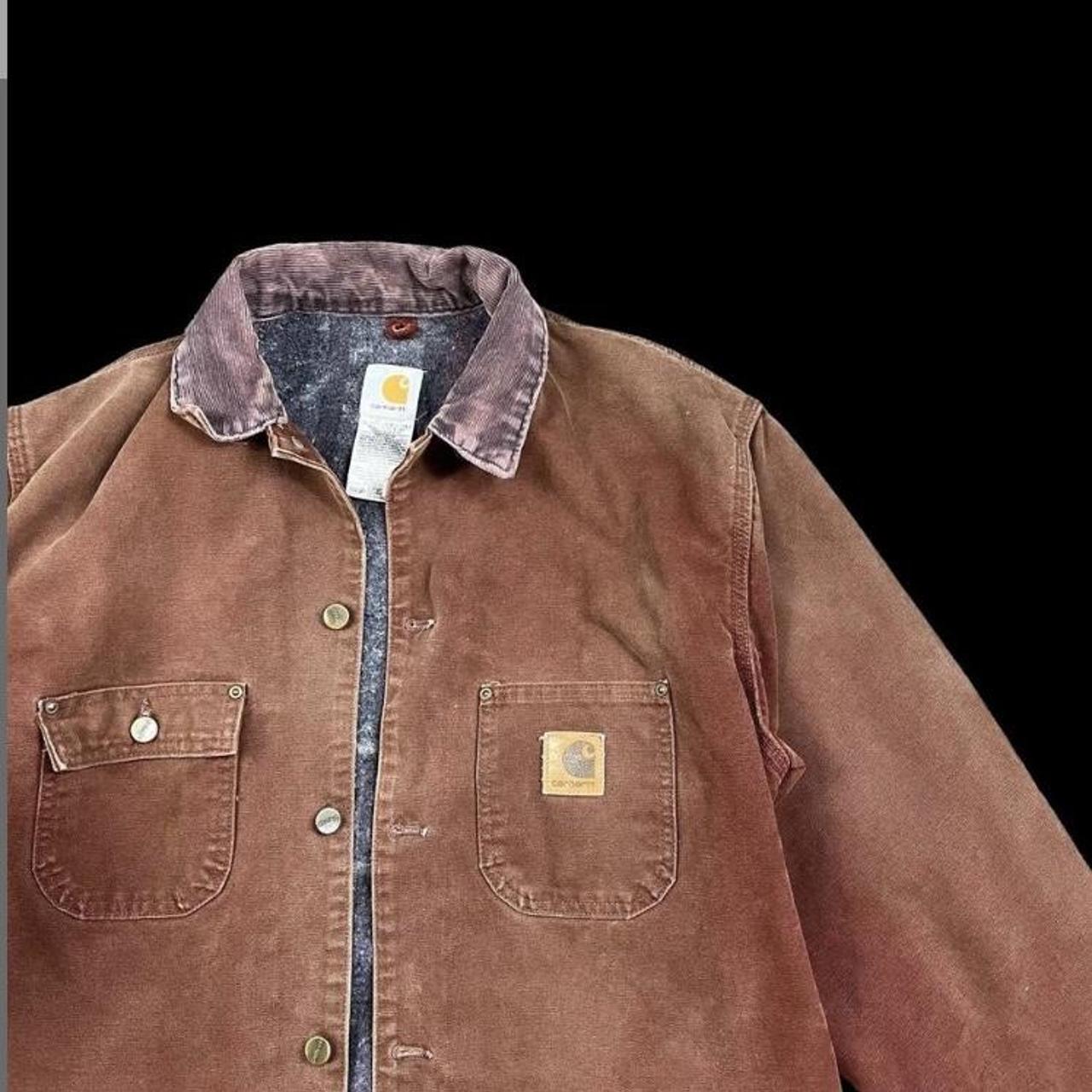 Vintage carhartt brown sun-faded chore coat - Depop