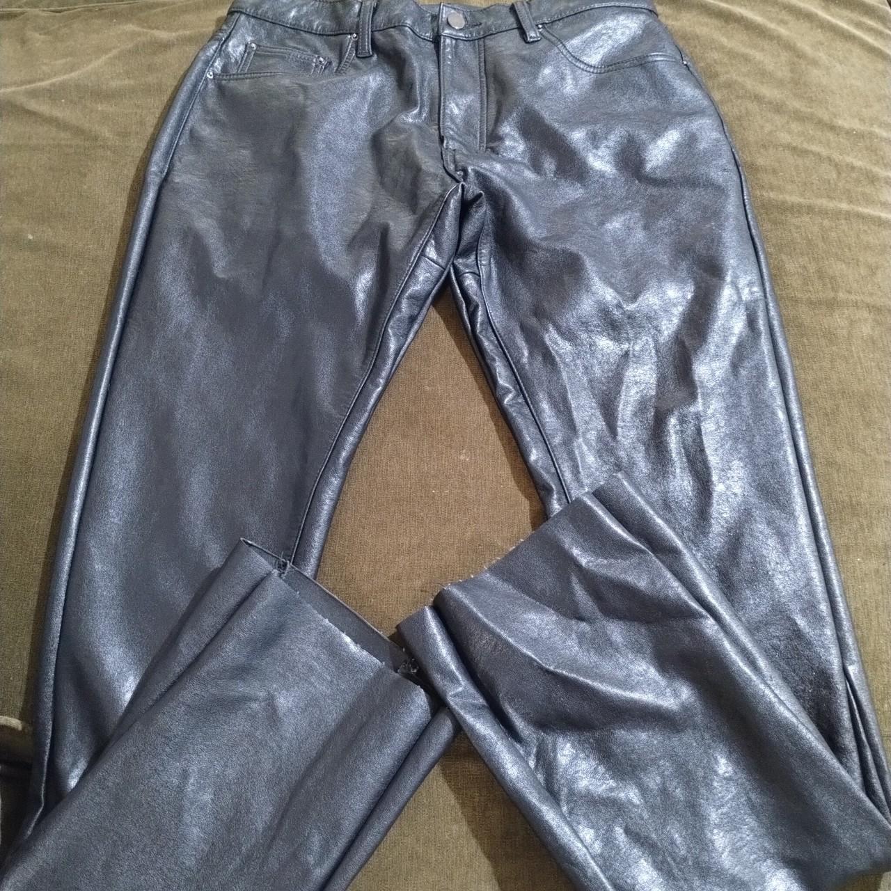 Mens flare polyurethane pants - Depop