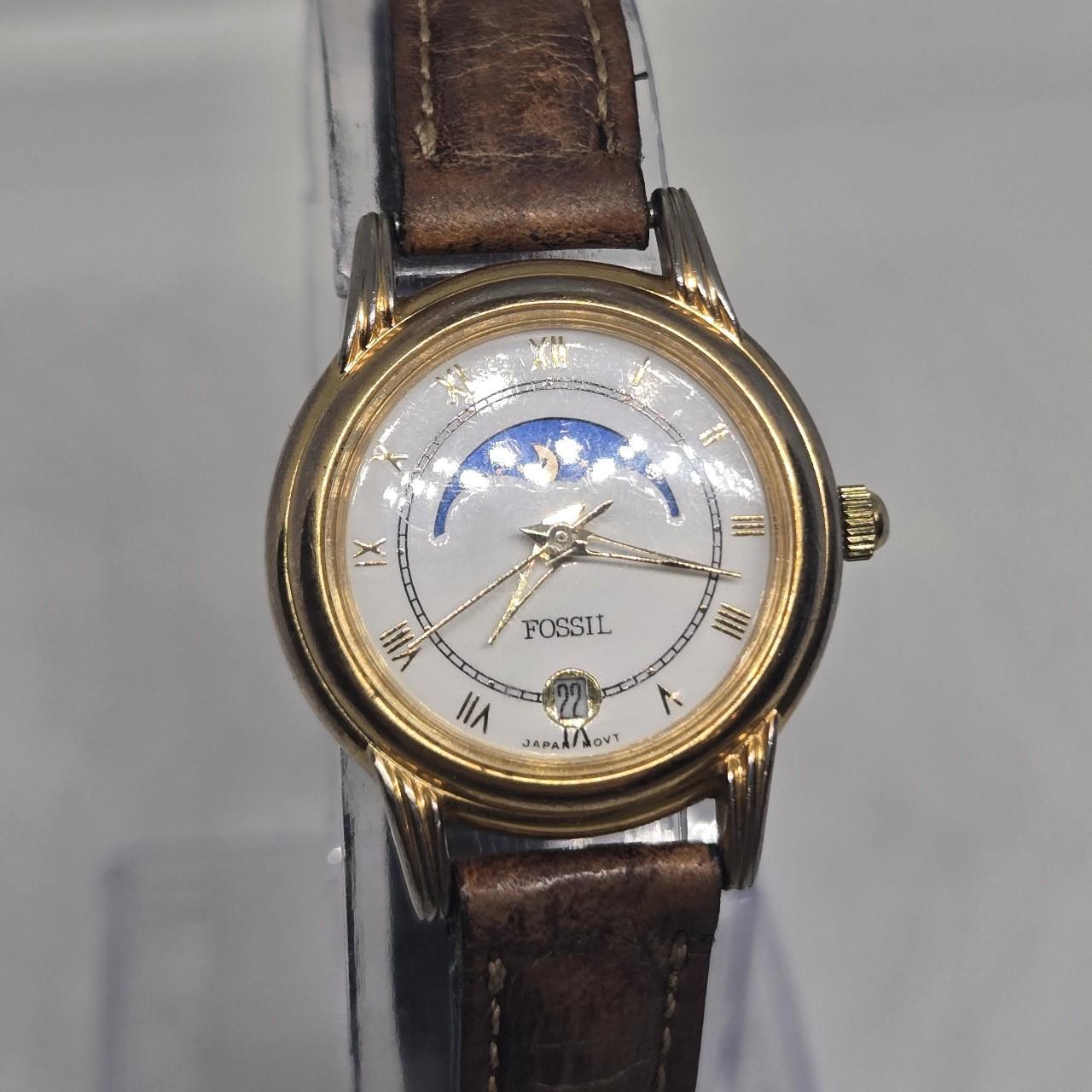 Vintage Fossil Moon Phase Ladies' Watch Gold Tone... - Depop