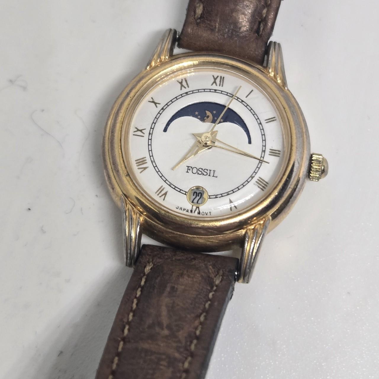 Vintage Fossil Moon Phase Ladies' Watch Gold Tone... - Depop