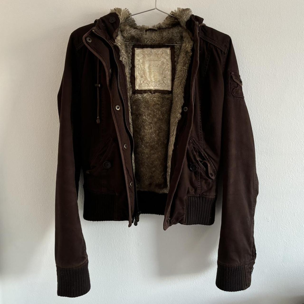 AUTHENTIC Y2K Brown fur Abercrombie & fitch jacket.... - Depop