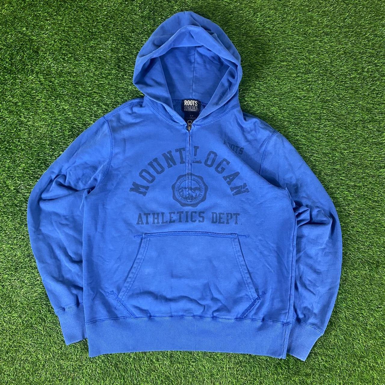 Roots Men's Blue and Navy Sweatshirt | Depop