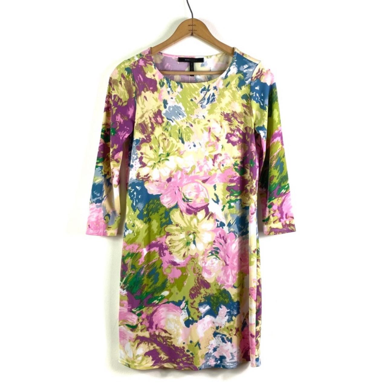 BCBG Max Azria Floral Watercolor Dress Size... - Depop