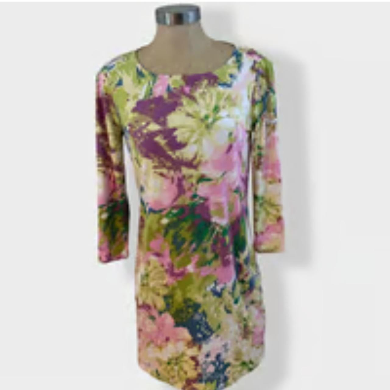 BCBG Max Azria Floral Watercolor Dress Size... - Depop