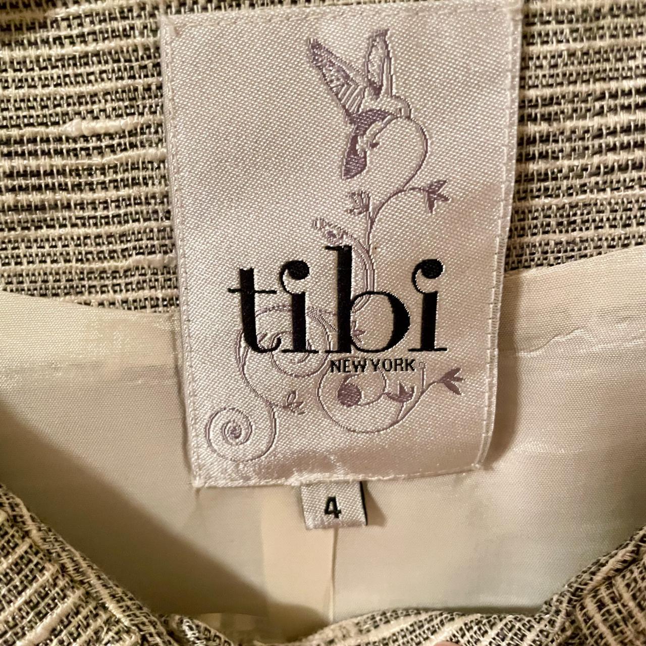 TIBI Grey/White Striped, Double Breasted, 3/4 Length... - Depop