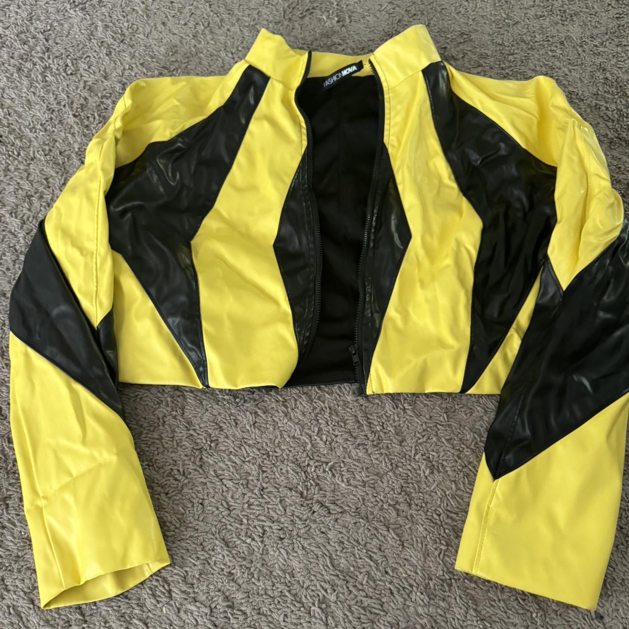 Yellow and black leather jacket #streetwear - Depop