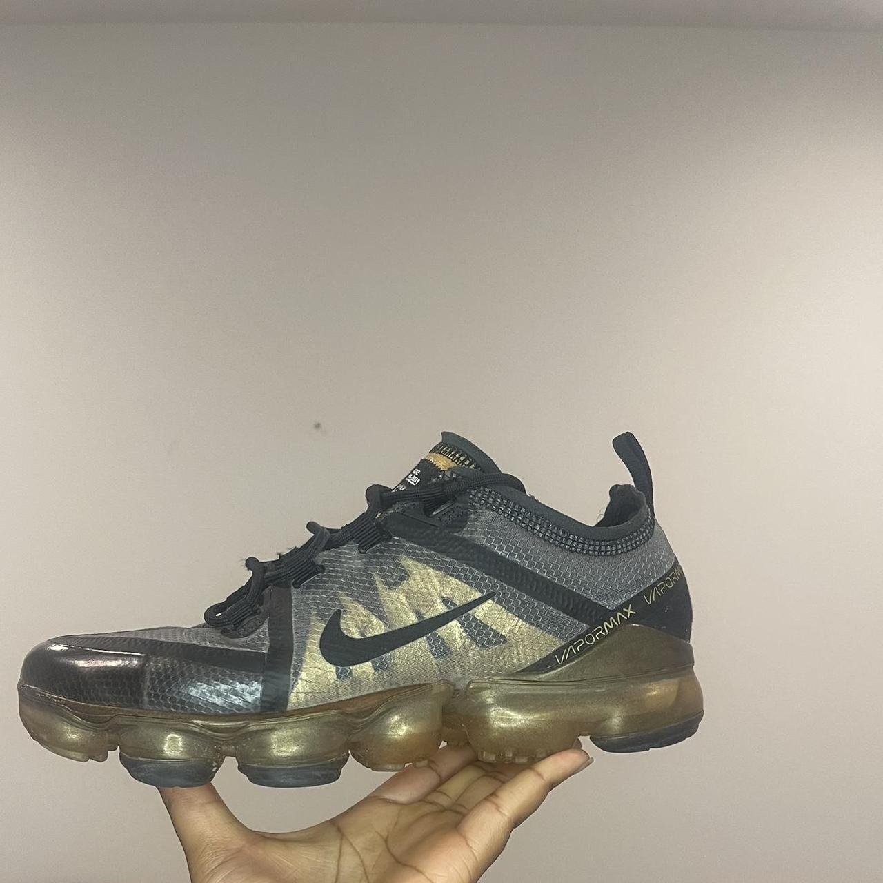 Nike VaporMax black and gold trainers - Depop