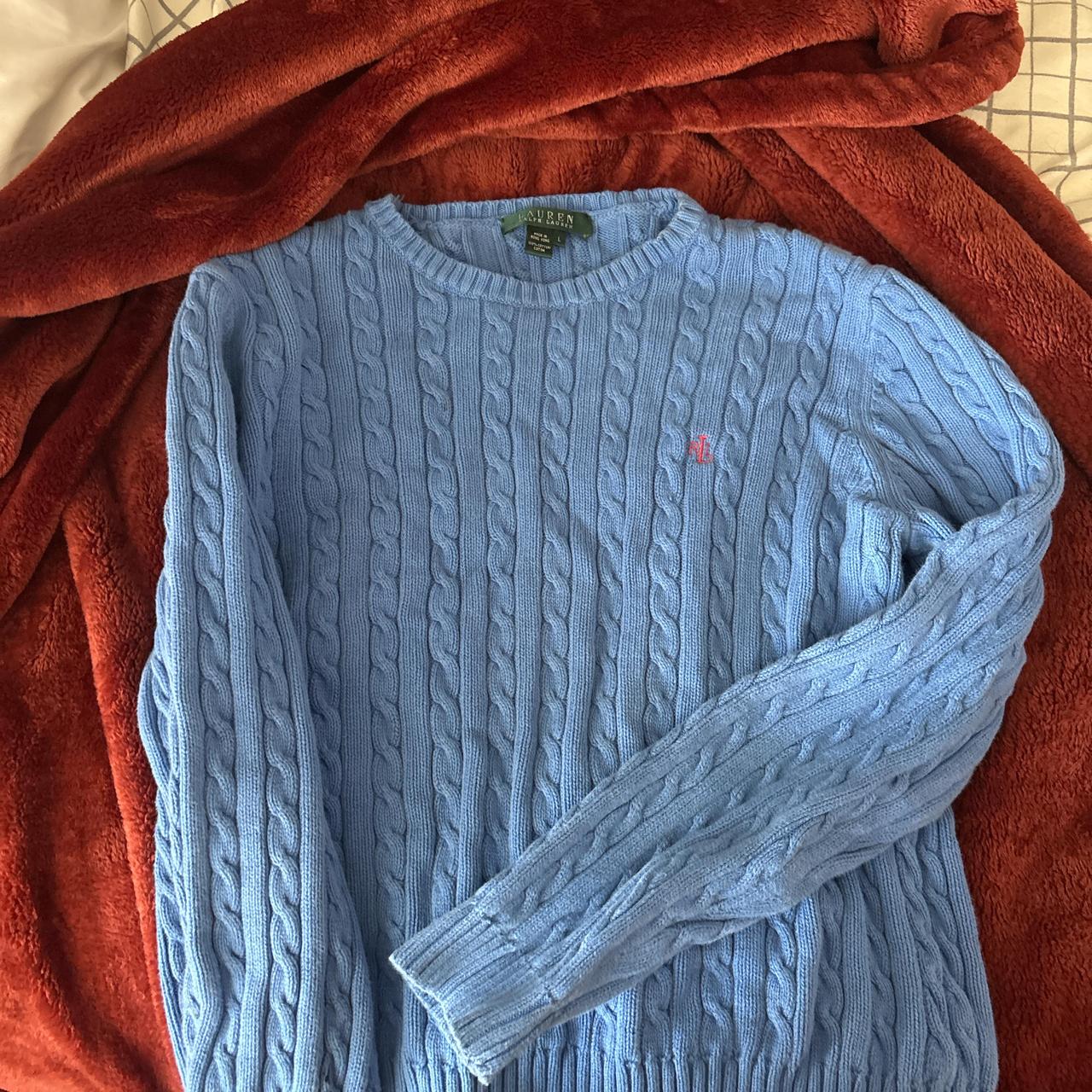 Ralph Lauren baby blue cable knit sweater - Depop