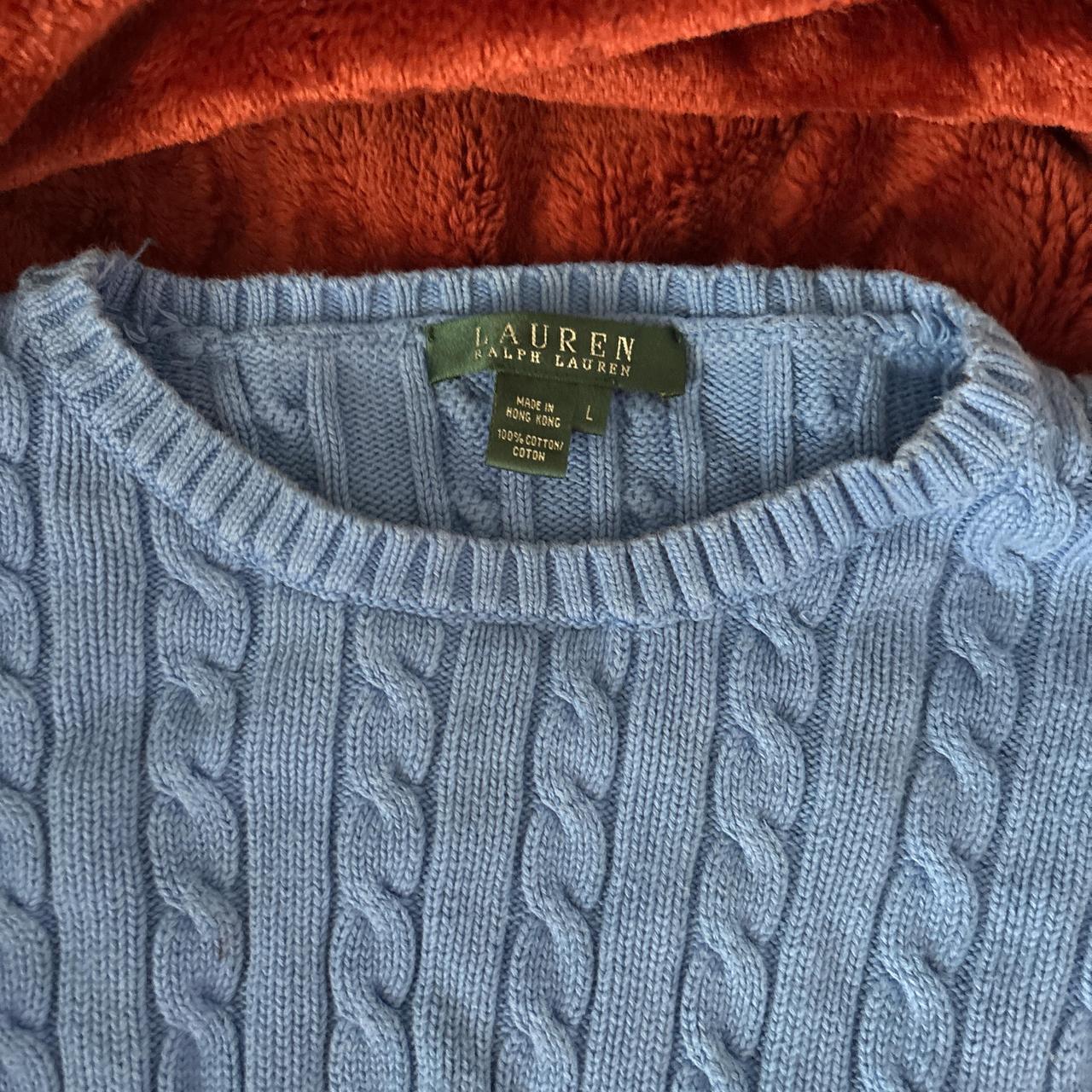 Ralph Lauren baby blue cable knit sweater - Depop
